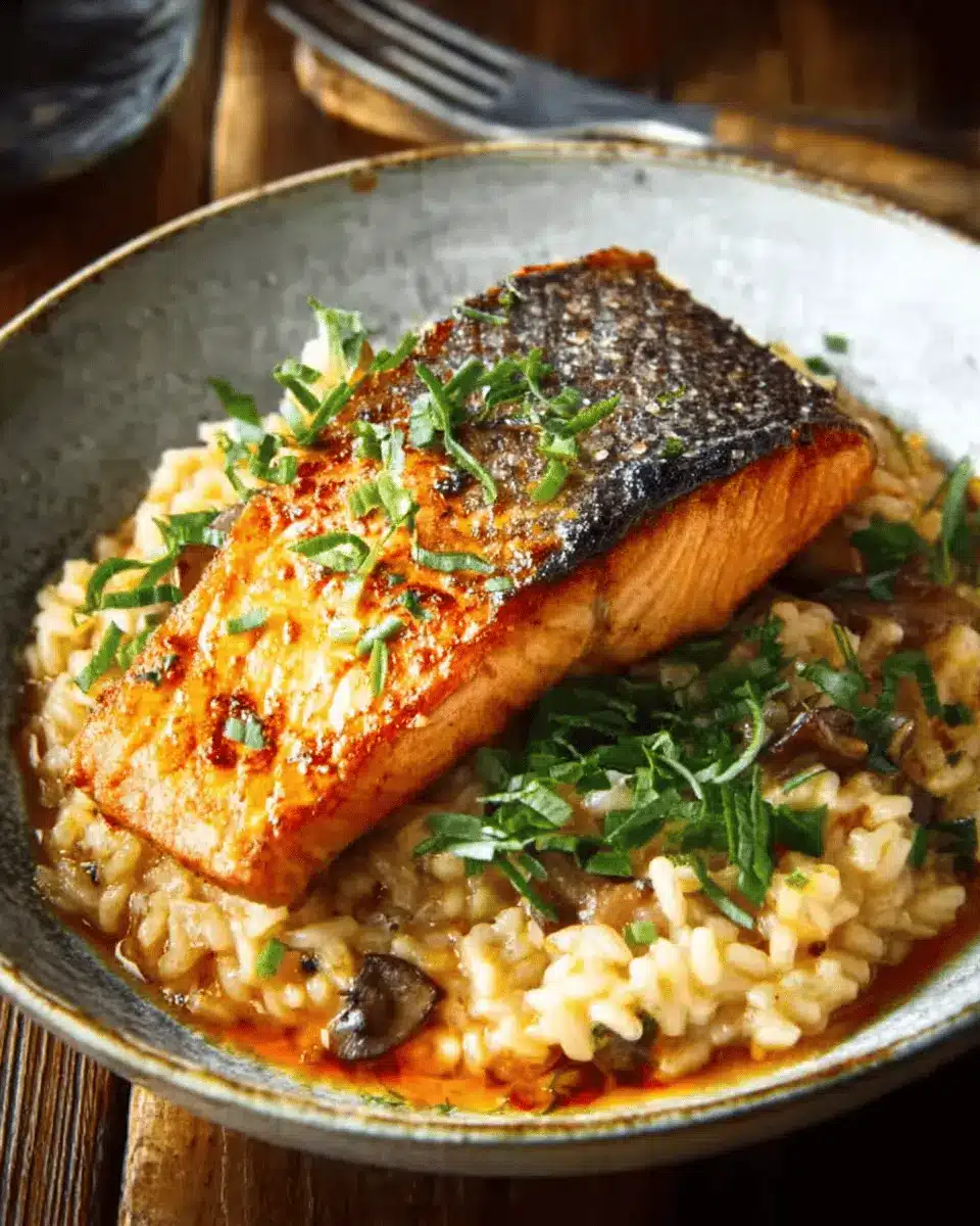 Japanese Style Risotto with Seared Salmon - Mommy Yummy